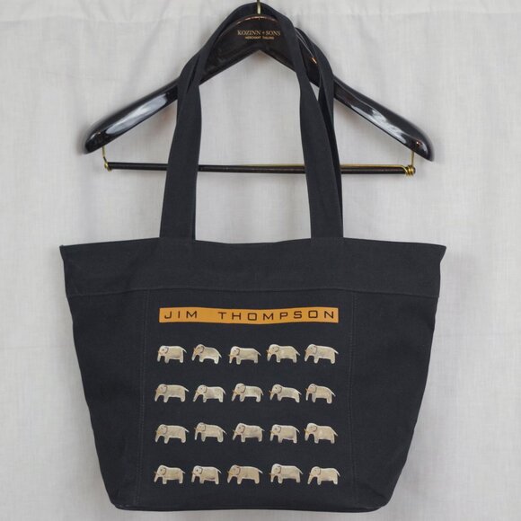 Jim Thompson | Bags | Jim Thompson Elephant Print Black Canvas Zip Top ...